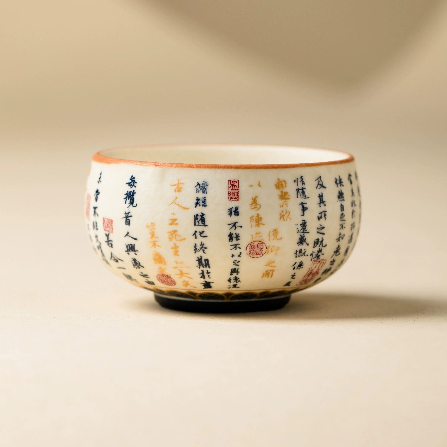 High-Fired Mineral White Porcelain Calligraphy Luohan Cup – Lantingxu ...